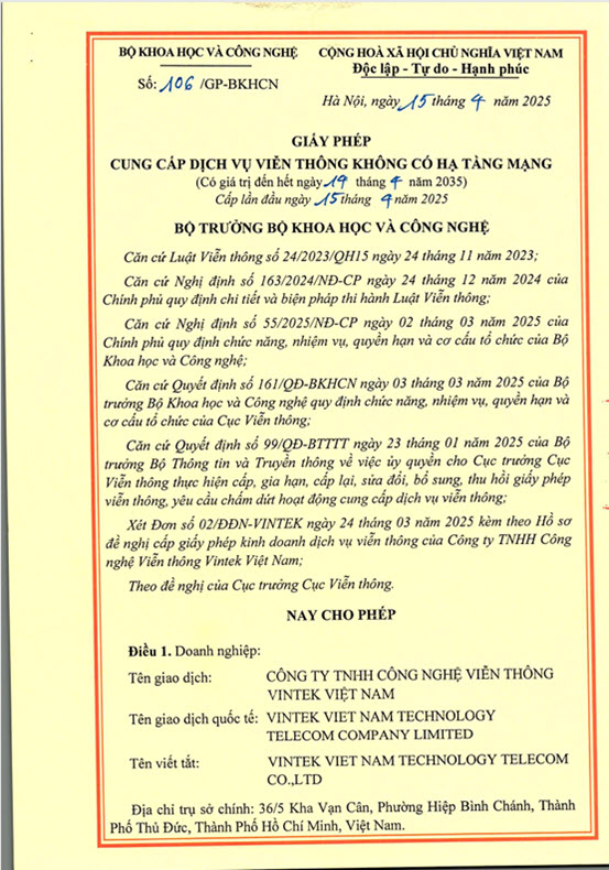 Vintek Việt Nam – Công ty TNHH Công Nghệ Viễn Thông